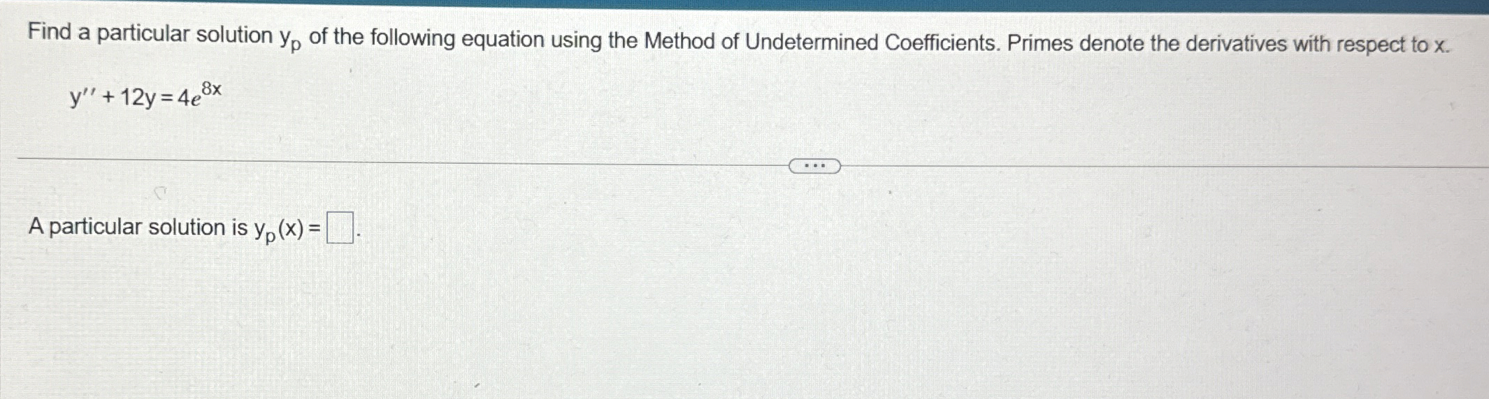 Solved Find a particular solution yp ﻿of the following | Chegg.com