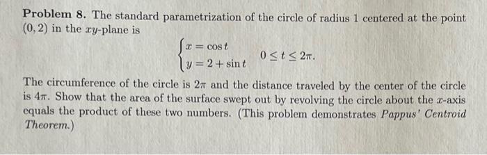 Solved Problem 8. The standard parametrization of the circle | Chegg.com