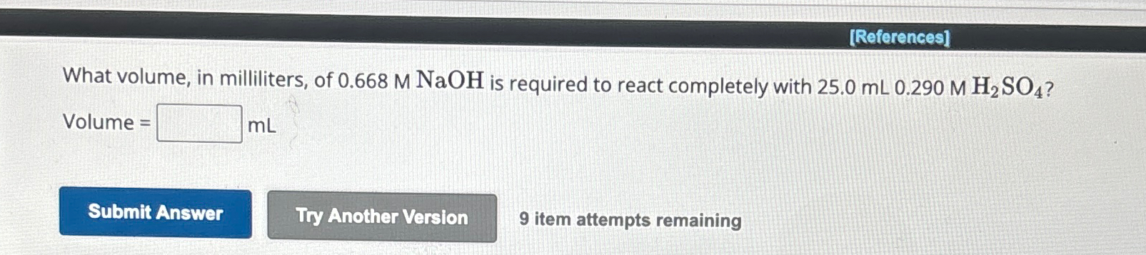 Solved [References]What volume, in milliliters, of | Chegg.com
