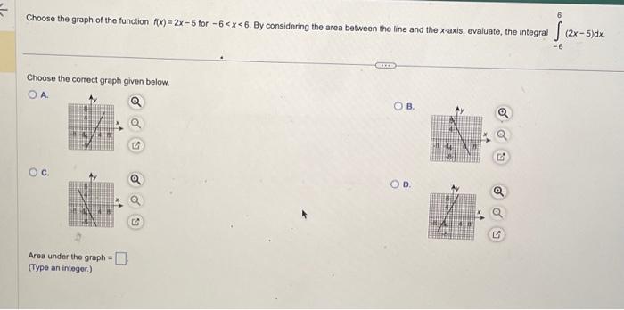 Solved Choose the graph of the function f(x)=2x−5 for −6 | Chegg.com