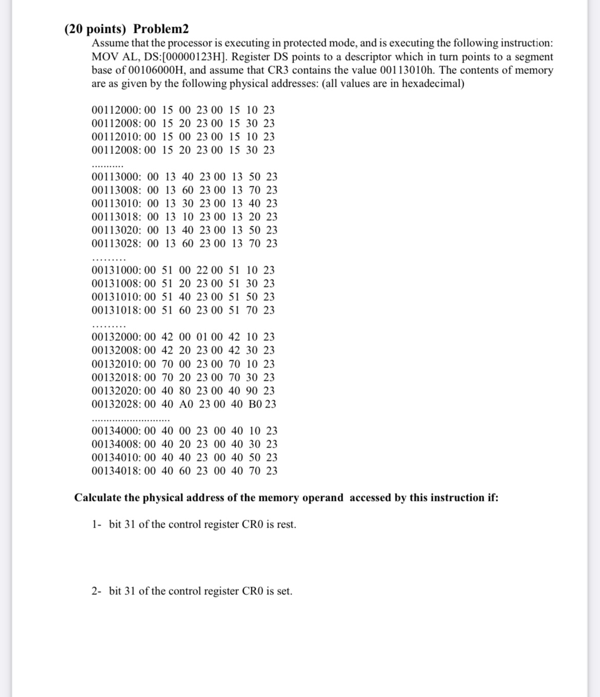 Solved (20 ﻿points) ﻿Problem2Assume that the processor is | Chegg.com