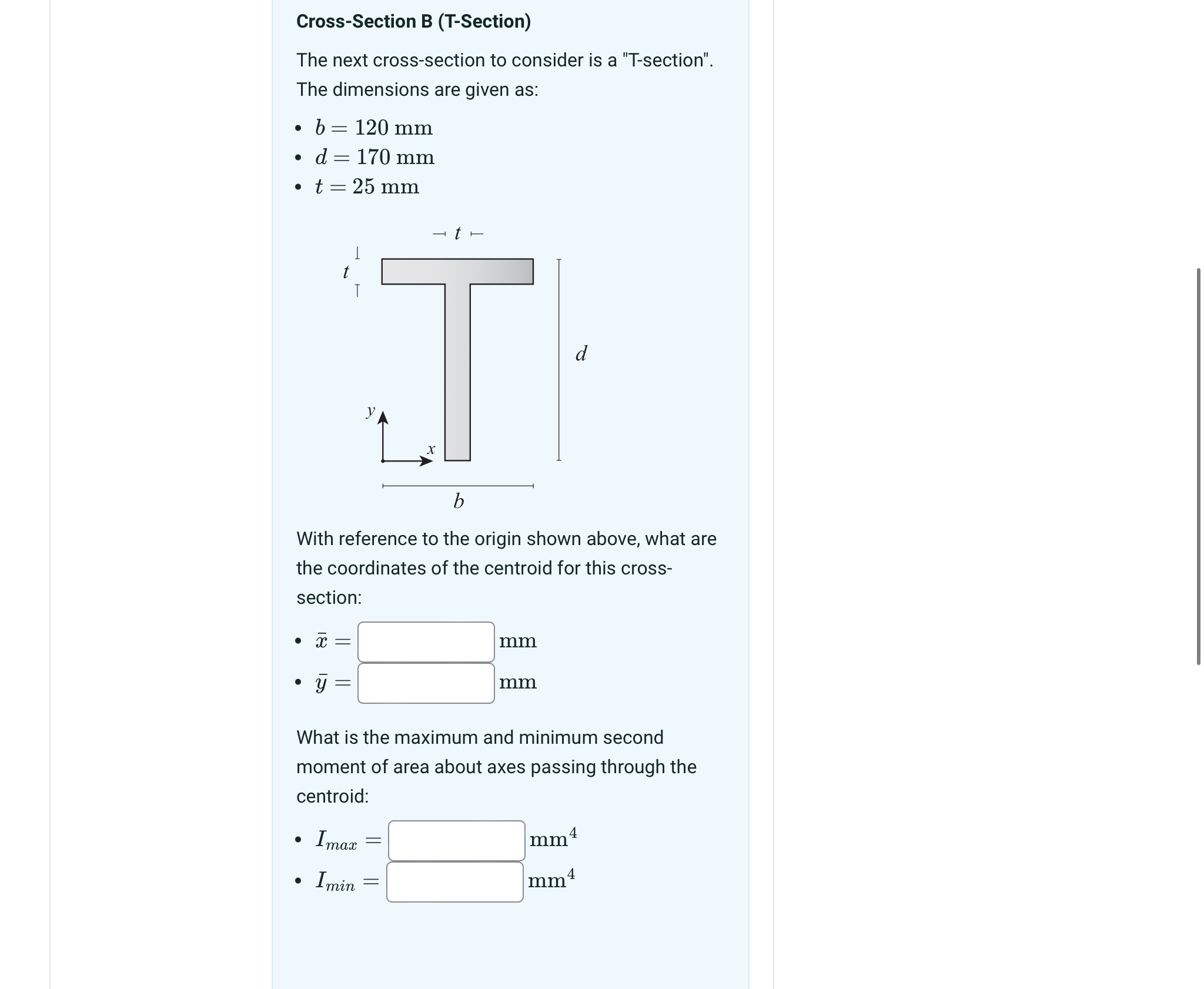 Cross-Section B (T-Section)The next cross-section to | Chegg.com