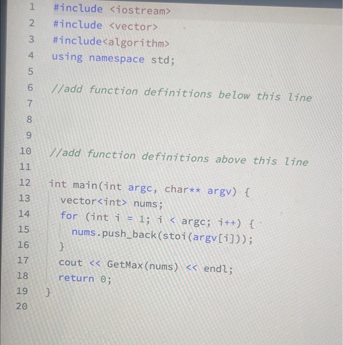 Solved 11 /ladd function definitions above this line 12 int | Chegg.com