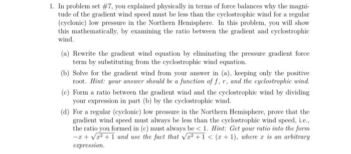 Solved 1. In problem set #7, you explained physically in | Chegg.com