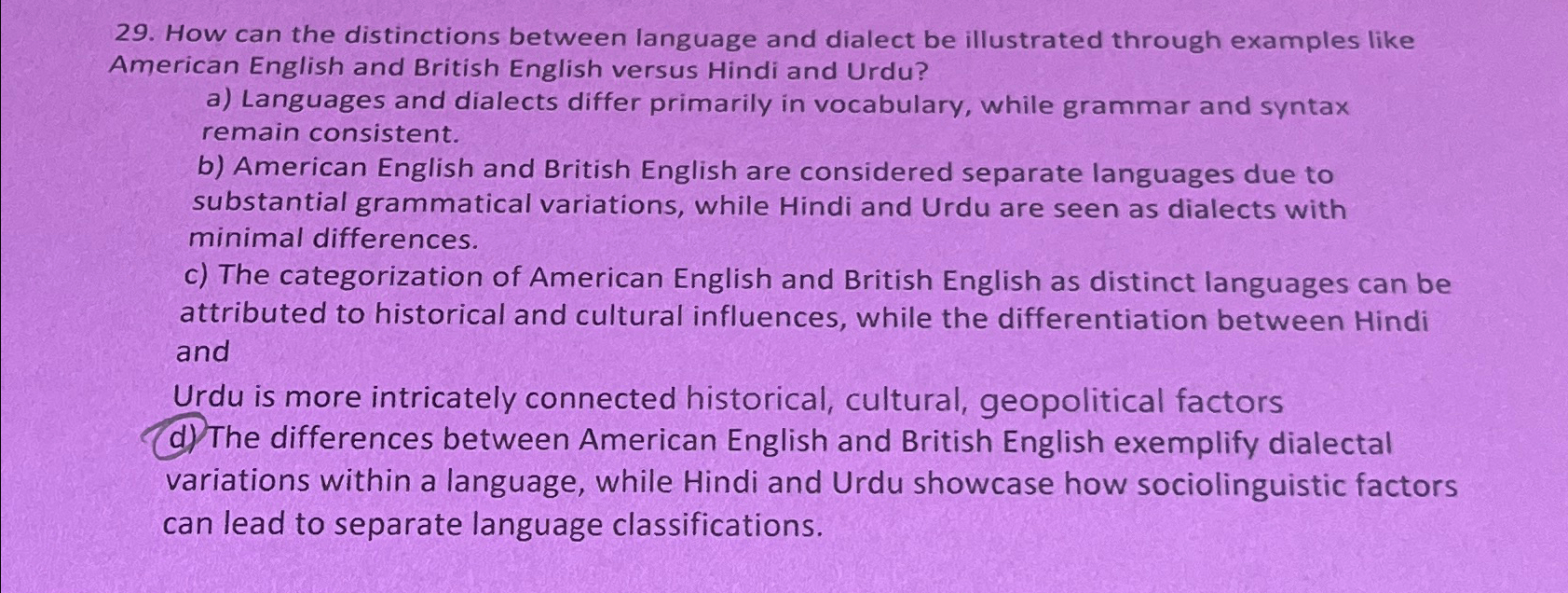 Solved How can the distinctions between language and dialect | Chegg.com