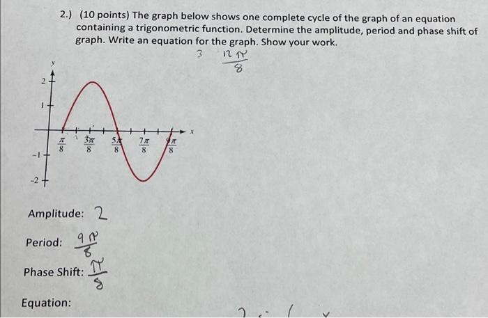 Solved 2.) (10 points) The graph below shows one complete | Chegg.com