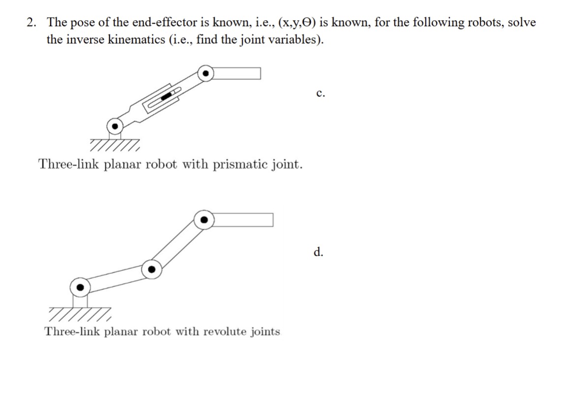 2. ﻿The pose of the end-effector is known, | Chegg.com