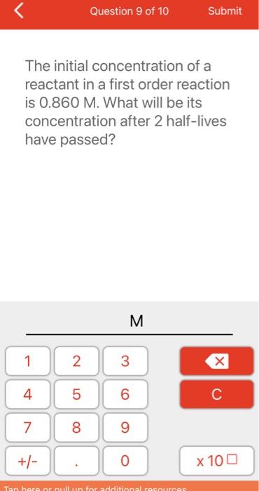 Solved The initial concentration of a reactant in a first | Chegg.com