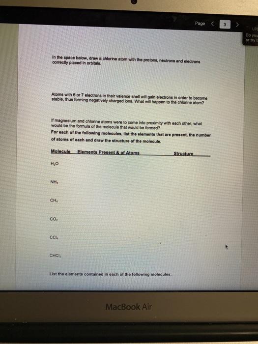 Solved BASIC CHEMISTRY FOR BIOLOGY WORKSHEET Each of the | Chegg.com