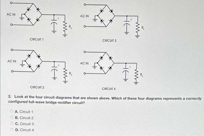 Solved 2. Look at the four circuit diagrams that are shown | Chegg.com