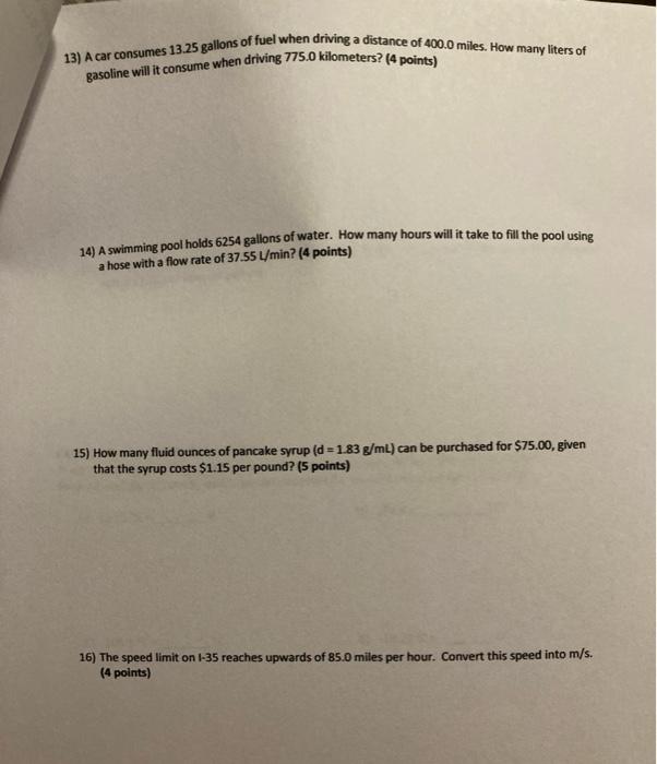 Solved 9) Calculate the displacement (the total volume of | Chegg.com