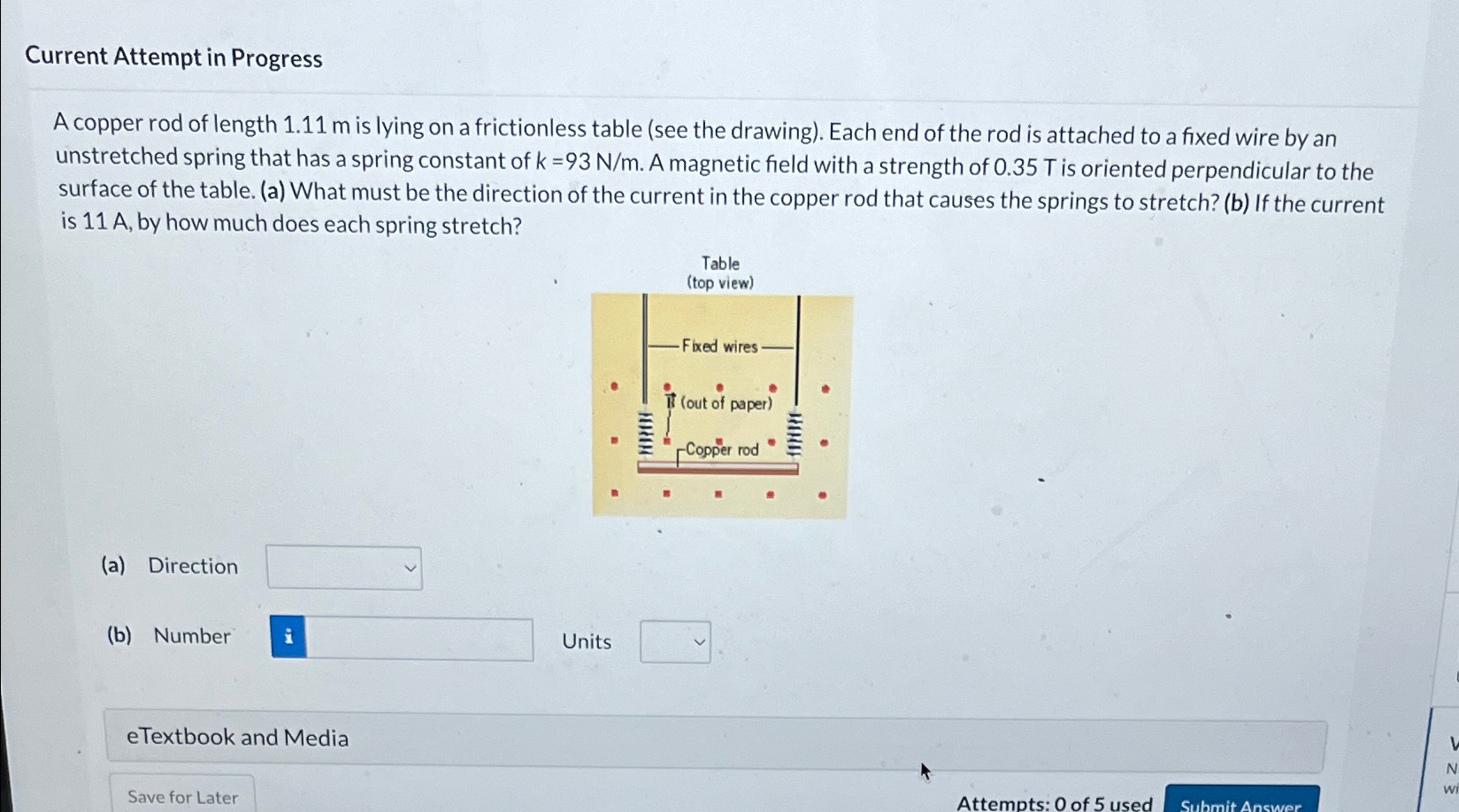 Solved Current Attempt in ProgressA copper rod of length | Chegg.com