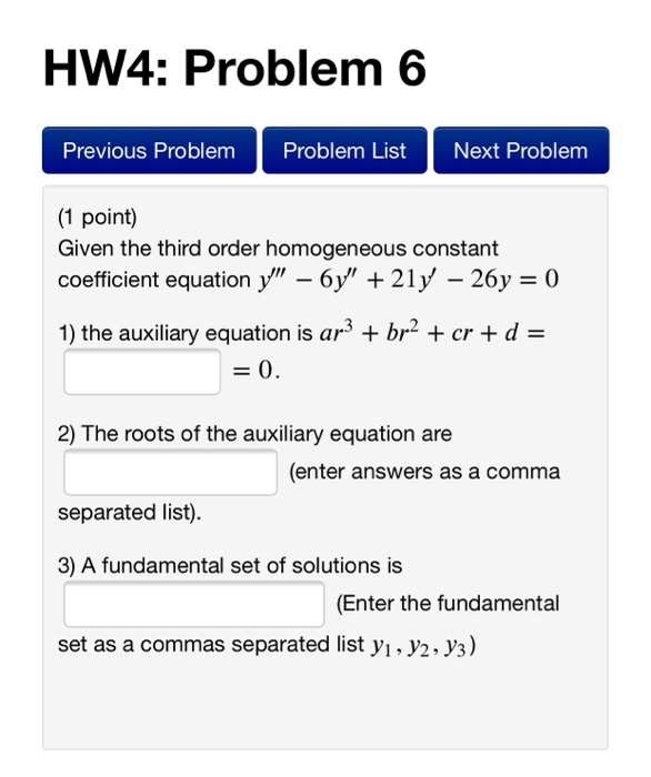 Solved HW4: Problem 6 Previous Problem Problem List Next | Chegg.com
