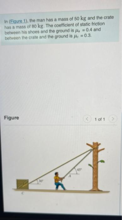 Solved In (Figure 1), the man has a mass of 50 kg and the | Chegg.com