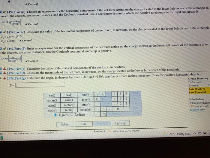 Solved Correct! 14% Part(b) Choose an expression for the | Chegg.com