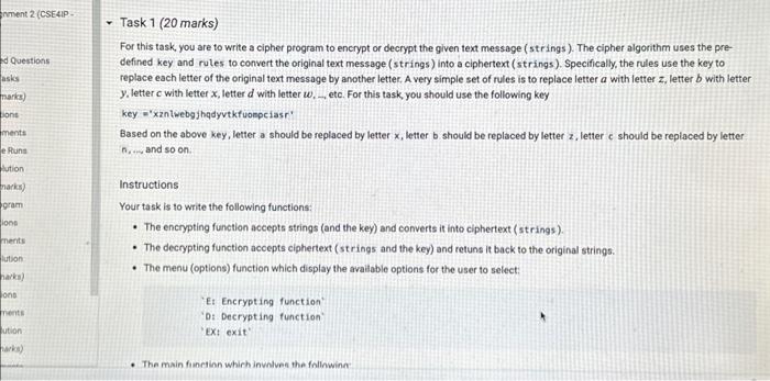Solved Task 1 (20 marks) For this task, you are to write a | Chegg.com