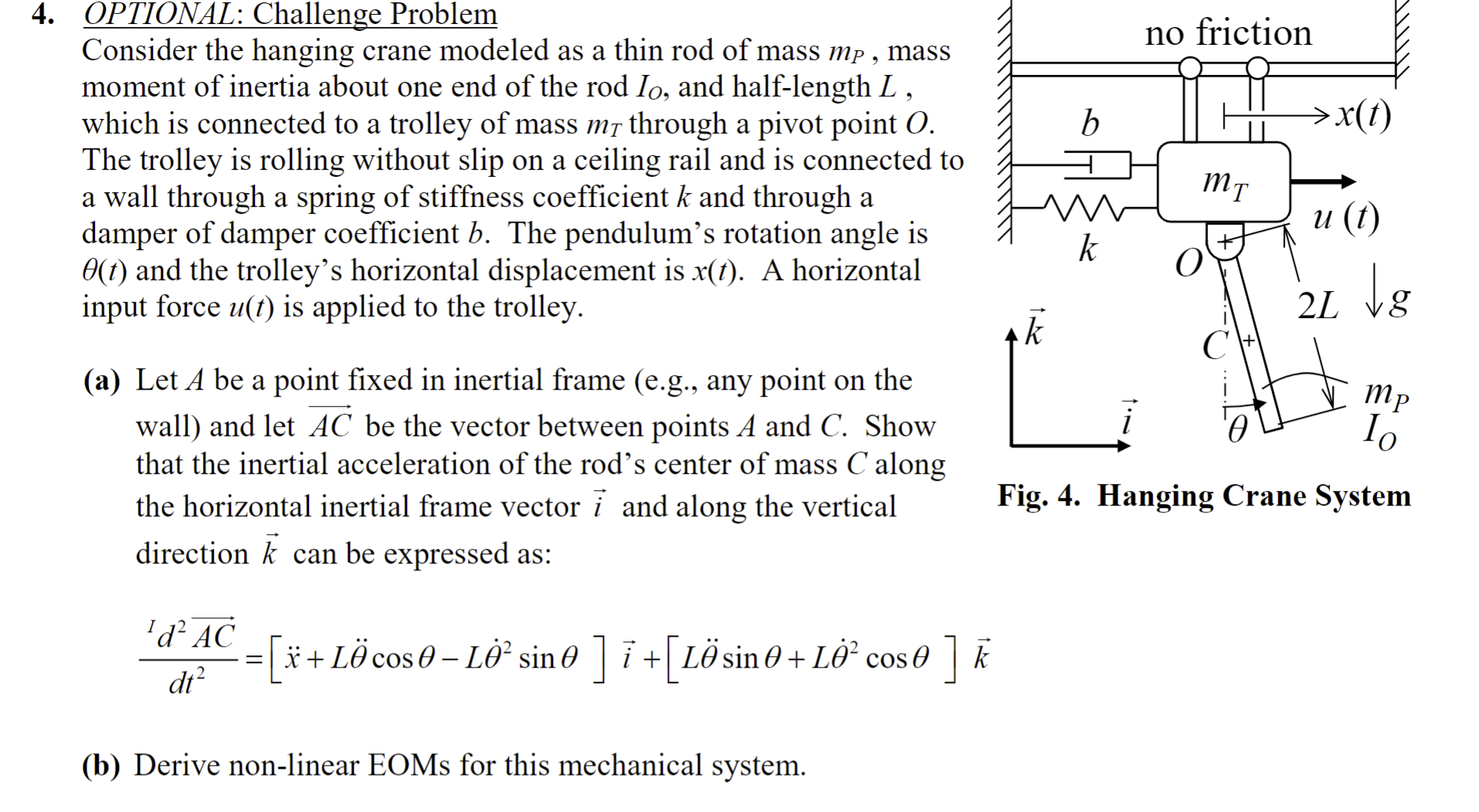 Solved OPTIONAL: Challenge ProblemConsider the hanging crane | Chegg.com