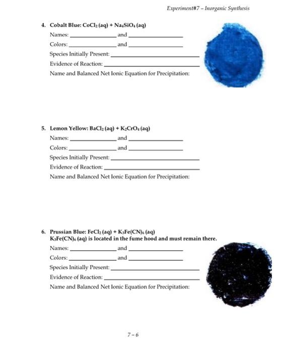 Solved INORGANIC SYNTHESIS AND Name: CHEMICAL NOMENCLATURE | Chegg.com