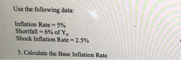 Solved Use the following data: Inflation Rate = 5% Shortfall | Chegg.com