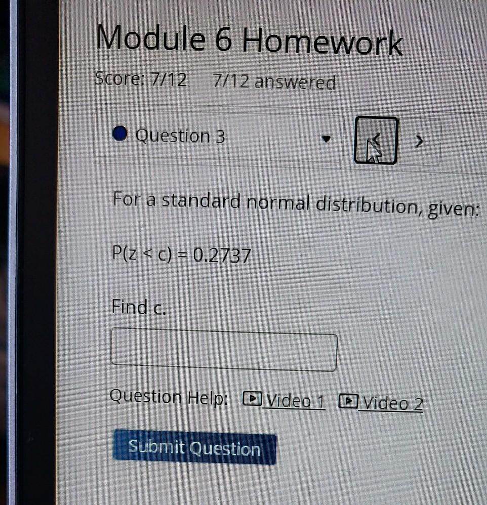 Solved Module 6 Homework Score: 7/12 7/12 answered O | Chegg.com