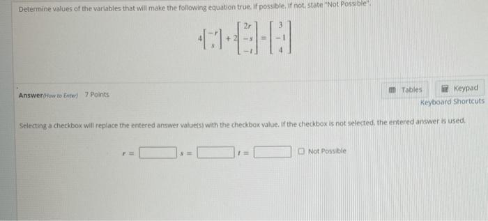 Solved Determine Values Of The Variables That Will Make The