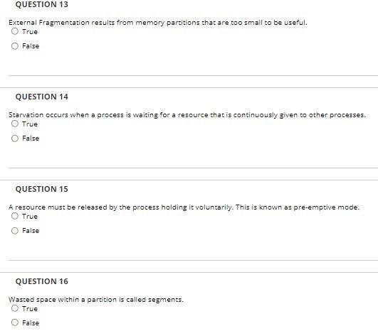 Solved QUESTION 13 External Fragmentation results from | Chegg.com