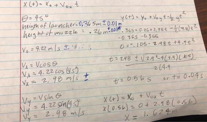 Solved Calculate the error propagation for the time found? | Chegg.com