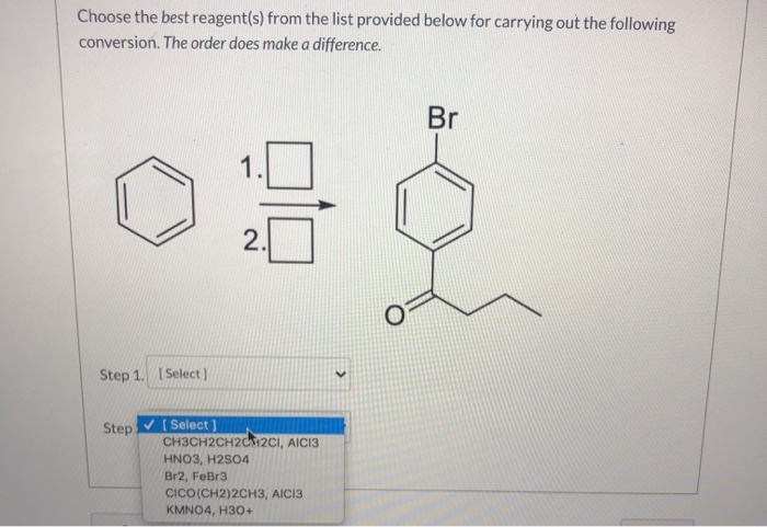 Solved Choose the best reagent(s) from the list provided | Chegg.com