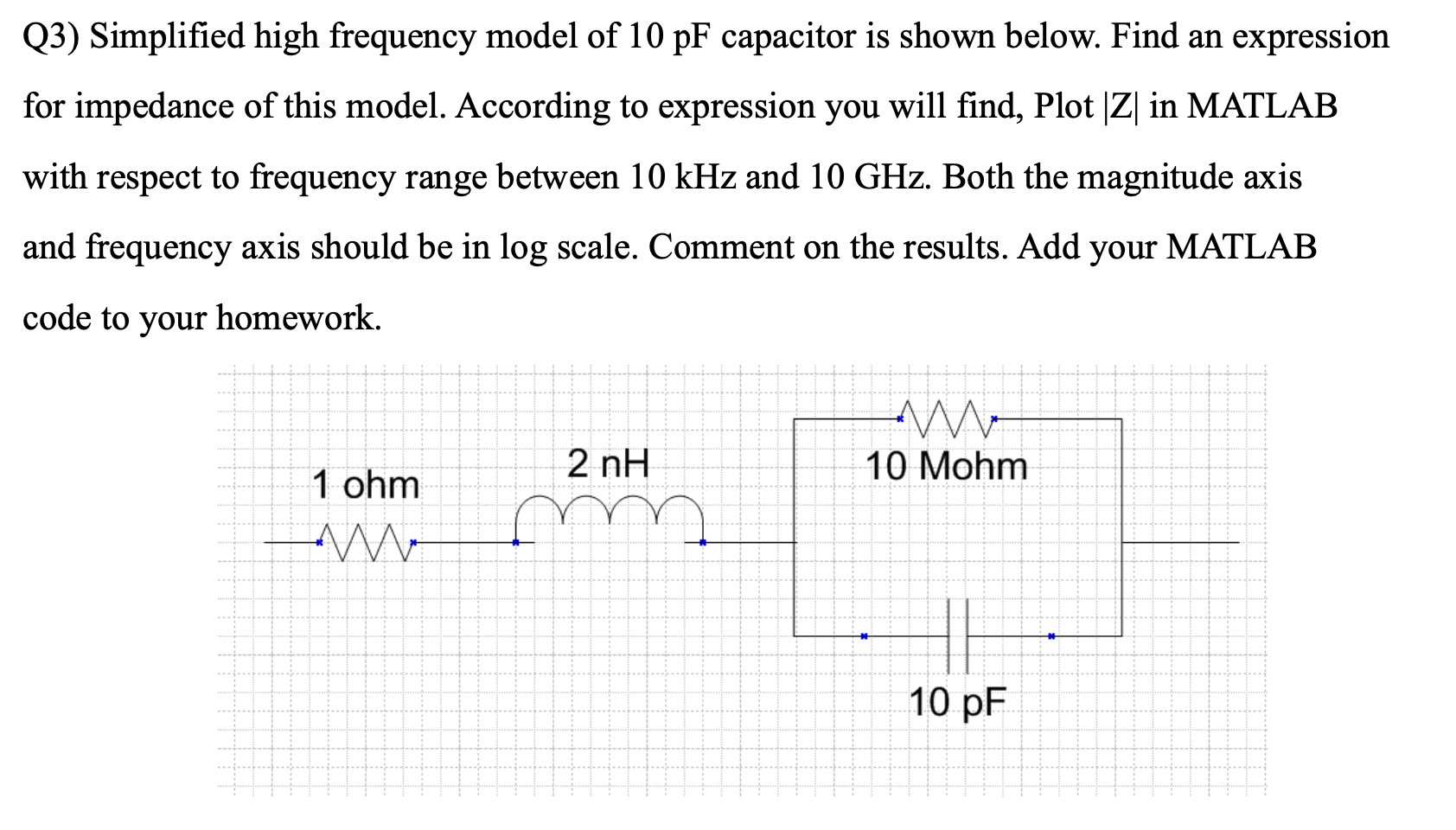 Q3) ﻿Simplified high frequency model of 10pF | Chegg.com