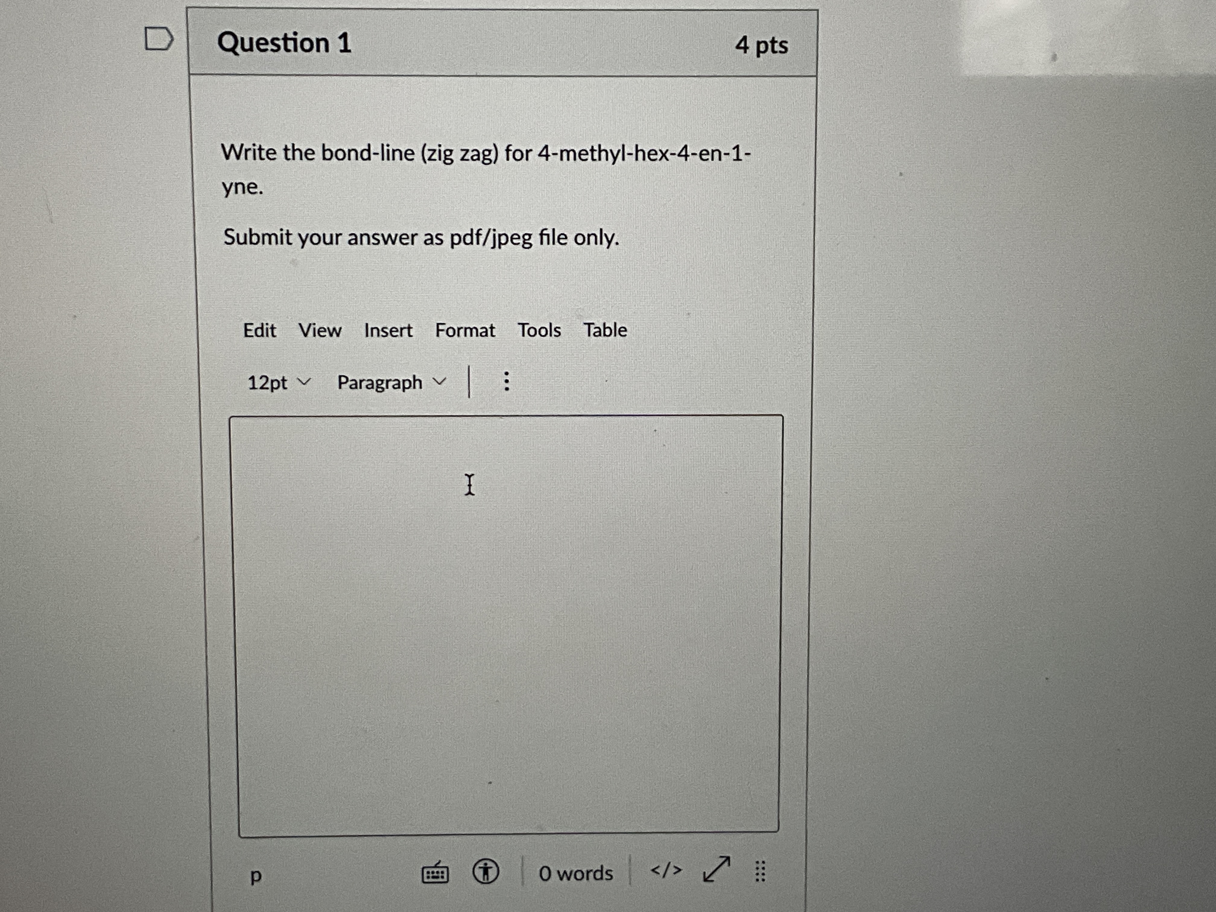 Solved Question 1 4 ﻿pts Write the bond-line (zig zag) ﻿for | Chegg.com