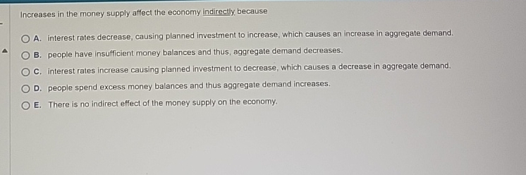 Solved Increases in the money supply affect the economy | Chegg.com