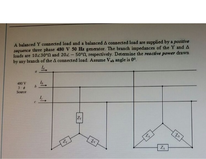 Solved A balanced Y connected load and a balanced A | Chegg.com