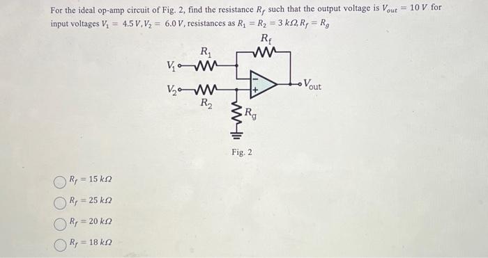 For the ideal op-amp circuit of Fig. 2 , find the | Chegg.com