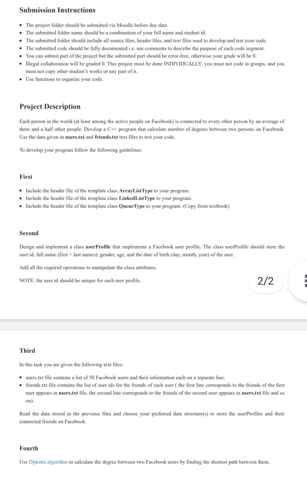 Solved Submission Instructions • The project folder should | Chegg.com
