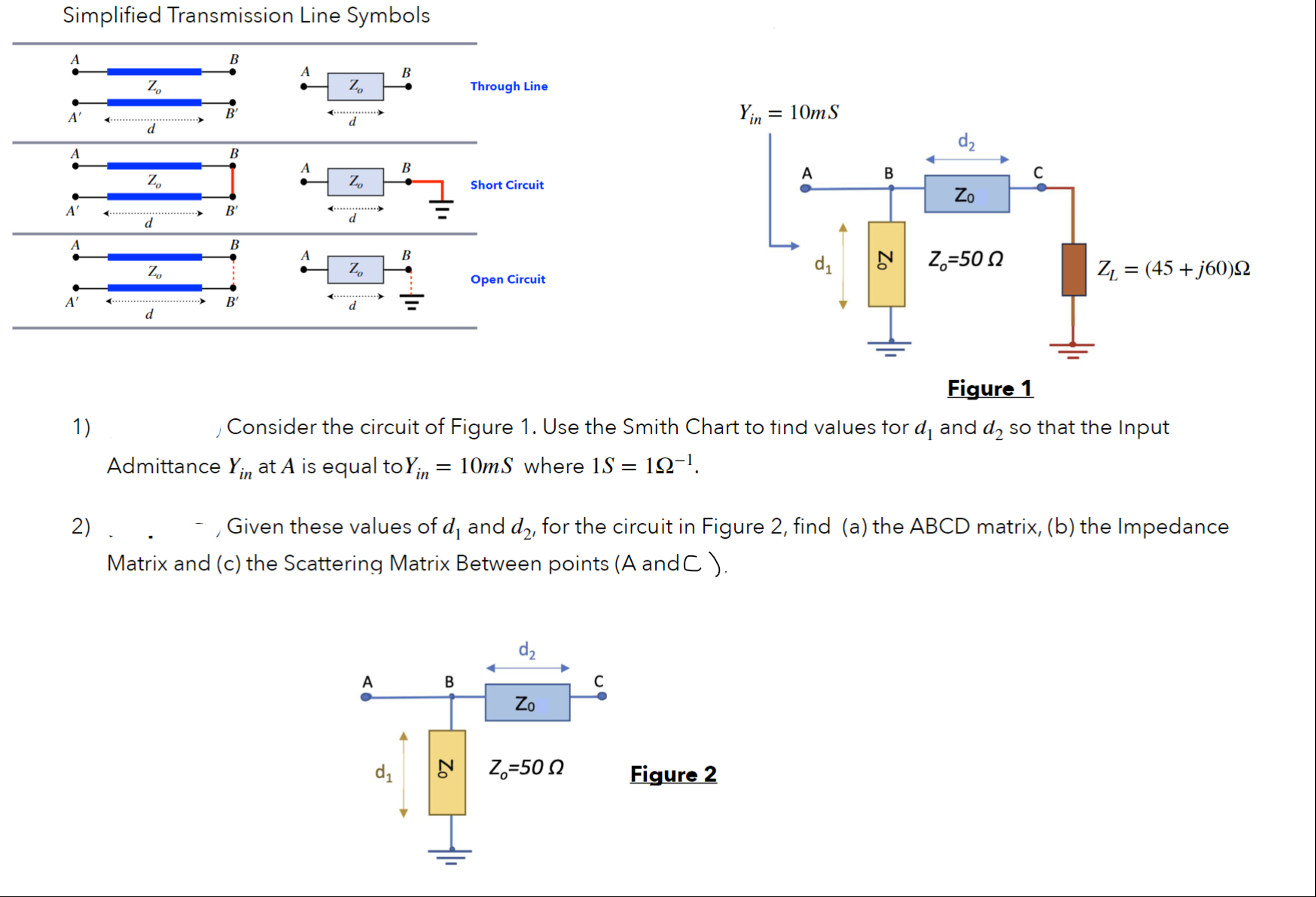 Solved Simplified Transmission Line Symbols, ﻿Consider the | Chegg.com