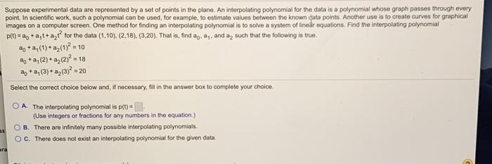 Solved Suppose experimental data are represented by a set of | Chegg.com