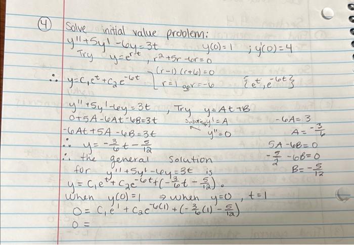 Solved not sure how to finish #4 for solving the initial | Chegg.com