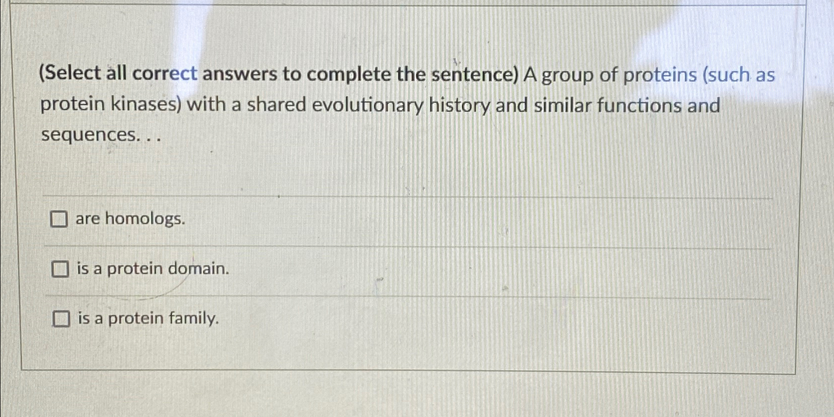 Solved (Select all correct answers to complete the sentence) | Chegg.com