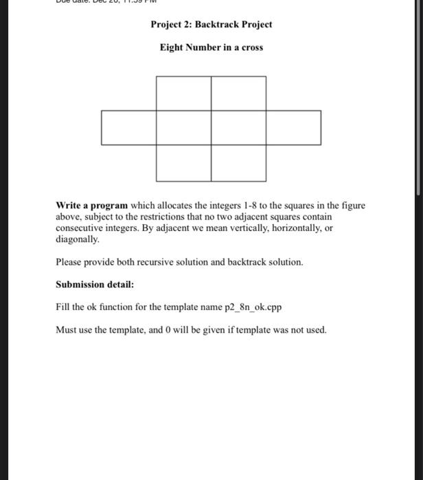 Solved Project 2: Backtrack Project Eight Number in a cross | Chegg.com