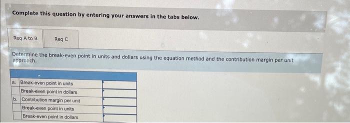 Solved Problem 11-28A (Algo) Determining the break-even | Chegg.com