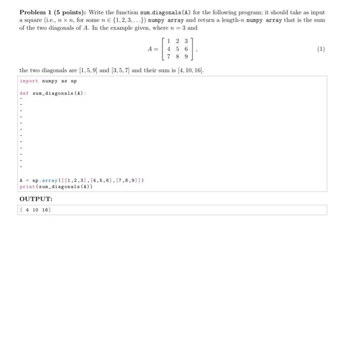 Solved Problem 1 5 Points Write The Function Sum 3006