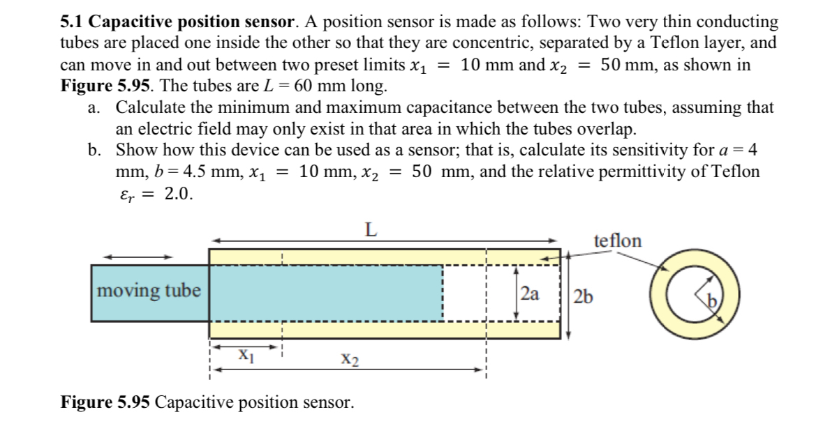 Solved 5.1 ﻿Capacitive position sensor. ﻿A position sensor | Chegg.com