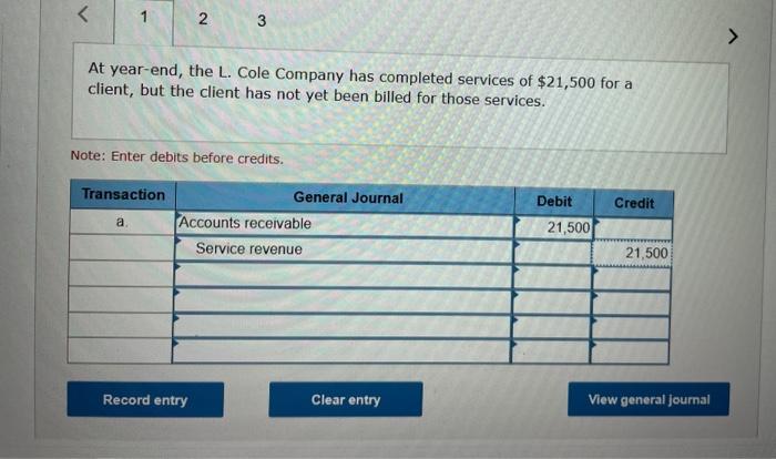 Solved At year-end, the L. Cole Company has completed | Chegg.com