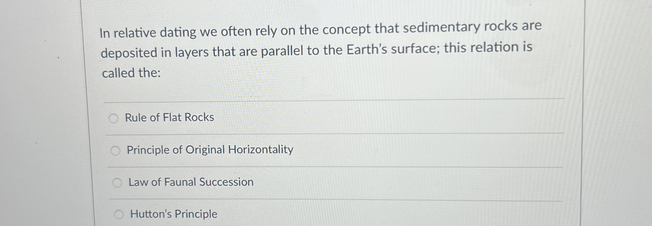 Solved In relative dating we often rely on the concept that | Chegg.com