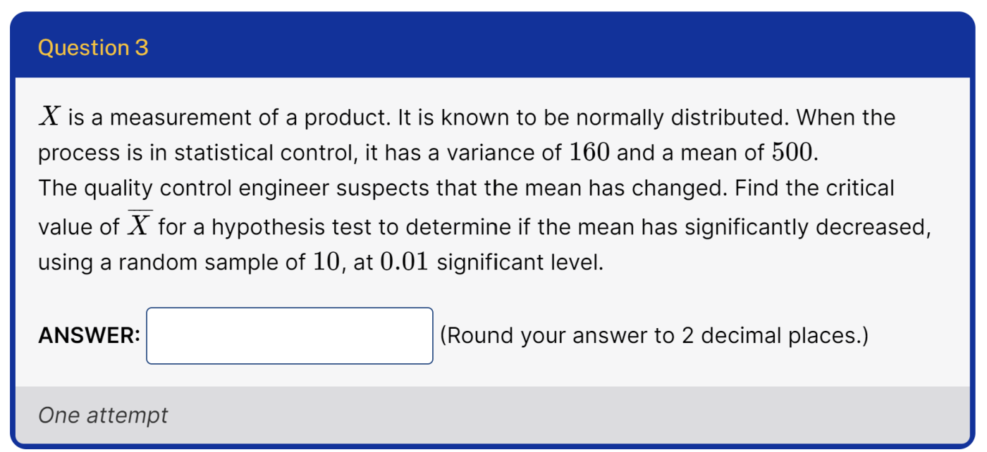 Solved Question 3x ﻿is a measurement of a product. It is | Chegg.com