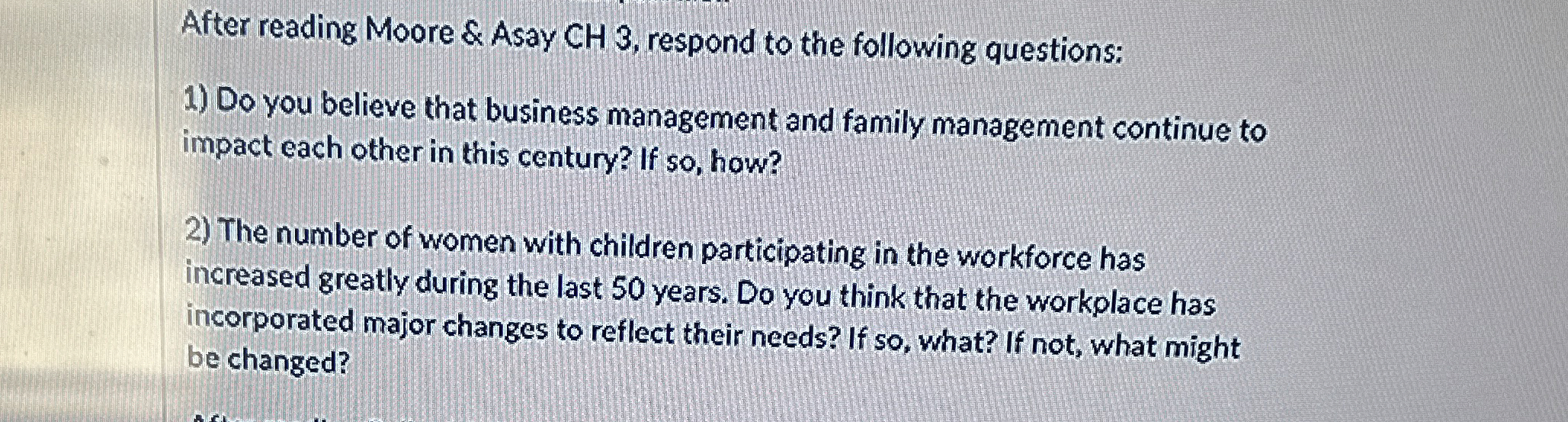 Solved After reading Moore & Asay CH 3 , ﻿respond to the | Chegg.com