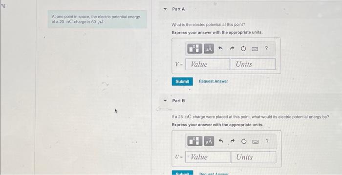 Solved At one point in space, the eloctric potential energy | Chegg.com