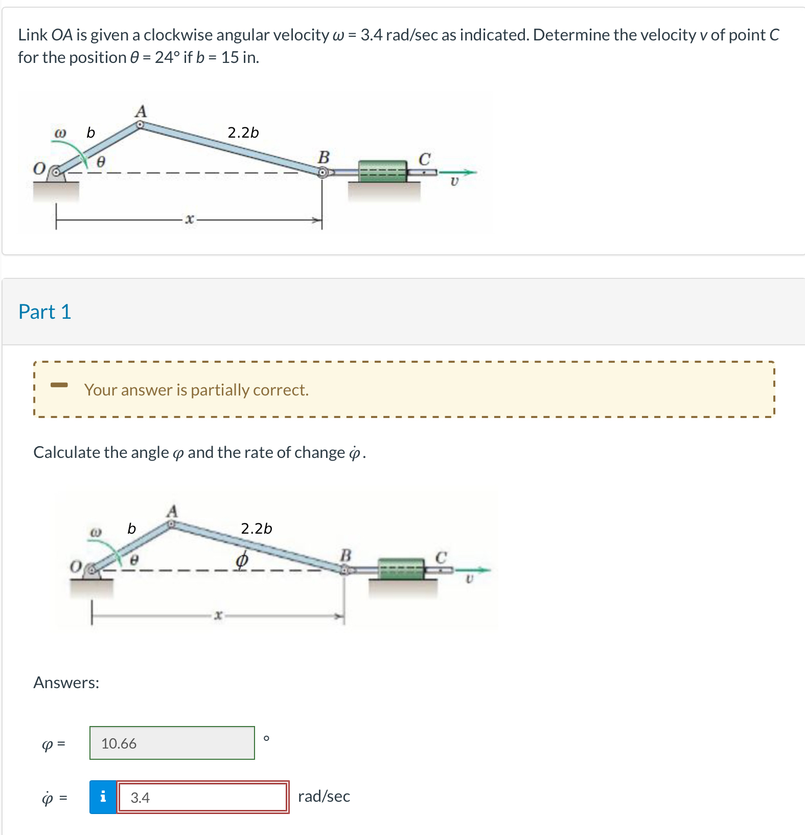 Solved Link OA ﻿is given a clockwise angular velocity | Chegg.com