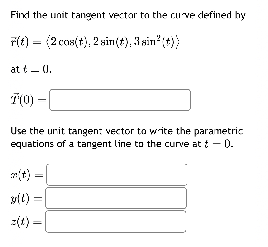 Solved Find the unit tangent vector to the curve defined | Chegg.com