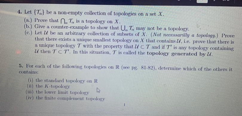 Solved Let {Tα} ﻿be a non-empty collection of topologies on | Chegg.com